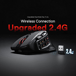 Redragon M811 PRO Wireless MMO Gaming Mouse, 15 Programmable Buttons RGB Gamer Mouse w/Ergonomic Natural Grip Build, 10 Side Macro Keys, Software Supports DIY Keybinds & Backlit