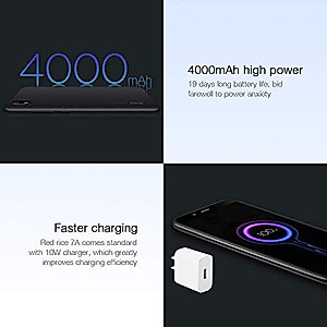 Xiaomi Redmi 7A (32GB, 2GB RAM) 5.45" Display, Face ID, Dual SIM GSM Factory Unlocked (US + Global 4G LTE International Model) (Black)