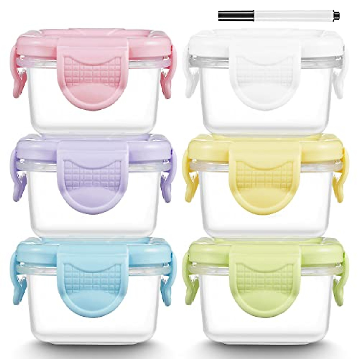 Mfacoy 6 Pack Salad Dressing Container To Go, 2.5 OZ Plastic Condiment Containers with Lids, BPA Free Condiment Cups, Leak Proof and Reusable Small Containers with Lids for Lunch Box Picnic Travel