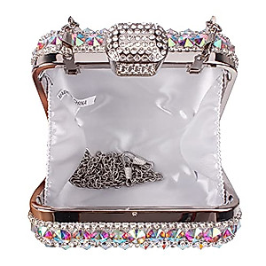 Evening Bag Clutch Purses for Women,Ladies Sparkling Party Handbag Wedding Bag (AB-sliver)