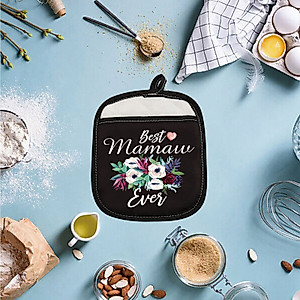 ZJXHPO Mamaw Cooking Gift Grandma Pot Holder Best Mamaw Ever Baking Hot Pads Grandma Oven Mitts Gift (Mamaw Holder)