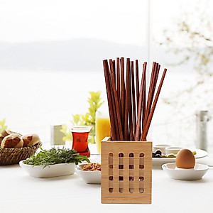 Cabilock Dishes Drying Rack Korean Chopsticks Cutlery Drying Holder Basket Wooden Bamboo Chopsticks Holder Tableware Drainer Cutlery Storage Organizer Caddy Utensil Drying Rack Korean Chopsticks