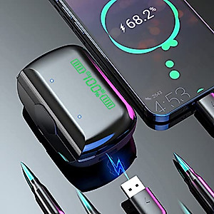 Touch-Control Wireless Bluetooth Earphones, IPX54 Waterproof Earbuds, Hi-Fi TWS-Headphones with LED Breathing Lamp Earphones, Ergonomically Design,Noise Suppression and Stable Signal, for iOS Android