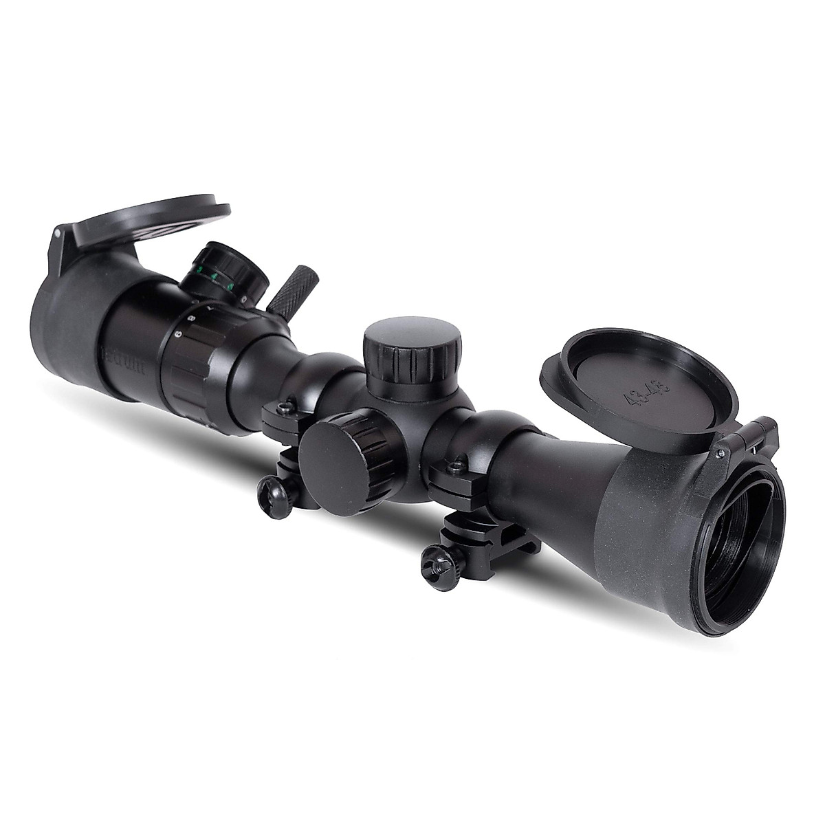Monstrum 3-9x32 Rifle Scope with Rangefinder Reticle | Monstrum Flip Up Lens Cover Set | Bundle