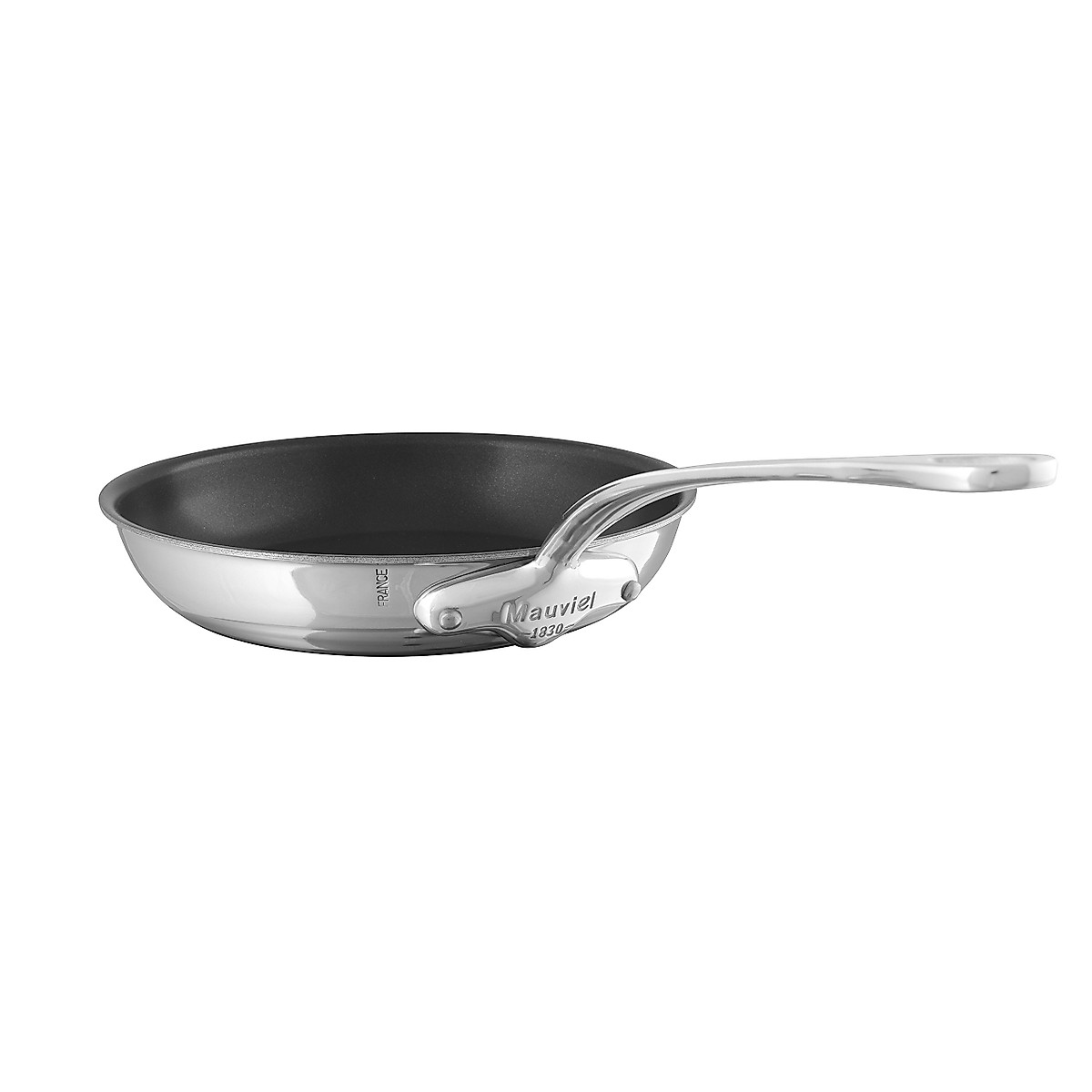 Mauviel M'Cook 5-Ply Polished Stainless Steel Nonstick Frying Pan With Cast Stainless Steel Handle, 11.8-in, Made In France