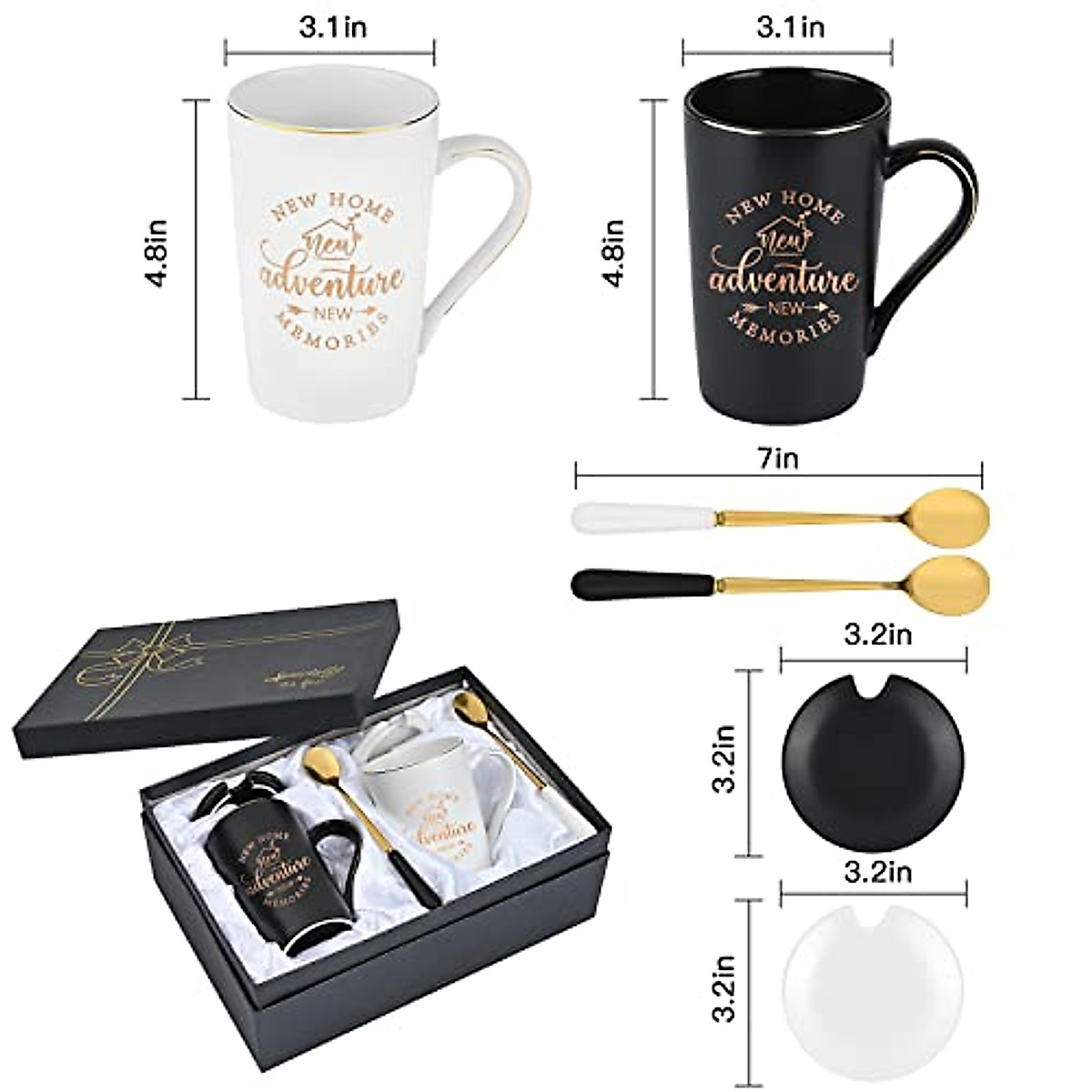 House Warming Presents for New Home, New Home Gifts for Home, New Home New Adventure Coffee Mug Set, Housewarming Gifts for Women Guys Couple, First Home Gifts, New Home Gift Ideas, Couple Gifts 14 Oz