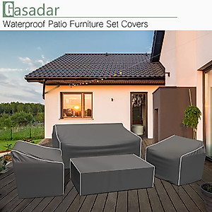 Patio Furniture Covers, Outdoor Furniture Cover Waterproof 4-Piece, Patio Furniture Set Covers, Heavy Duty Patio Covers, Ourdoor Sofa Cover, 2 Chair Covers, Coffee Table Cover Included -XL