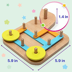 Bimi Boo 28 Pсs Letter and Number Construction Activity Set - Wooden Letters Number Shape Puzzles for Kids - Letter and Number Construction Activity Set - Shape Color Recognition Pegboard