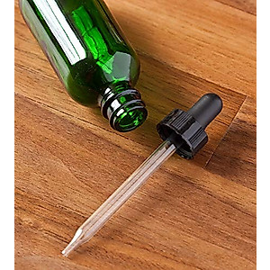 JUVITUS 2 oz / 60 ml Green Glass Boston Round Bottle with Black Glass Dropper (24 Pack)