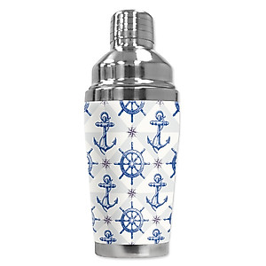 Mugzie brand 20 Ounce Cocktail Shaker with Insulated Wetsuit Cover - Nautical