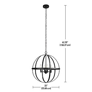 Globe Electric 65295 Juliette 4-Light Chandelier, Dark Bronze