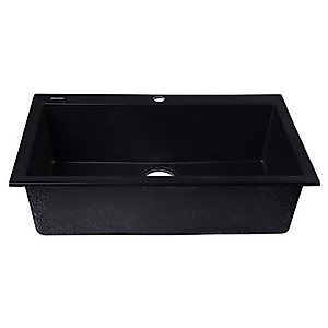 ALFI brand AB3020DI-BLA Drop-In Single Bowl Granite Composite Kitchen Sink, 30", Black