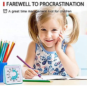 Yunbaoit Visual Analog Timer,Silent Countdown Clock, Time Management Tool for Kids and Adults (LightBlue)