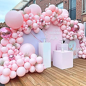 RUBFAC 116pcs Light Pink Balloons Different Sizes Pack of 36 18 12 10 5 Inch for Garland Arch Pastel Pink Extra Large Balloons for Birthday Baby Shower Gender Reveal Wedding Party Decoration
