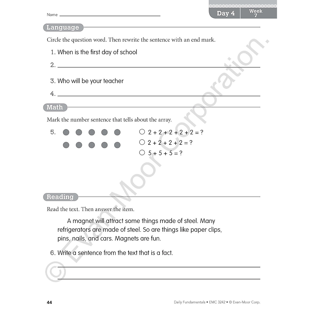 Evan-Moor Daily Fundamentals, Grade 2