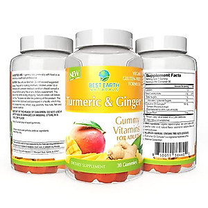 Best Earth Naturals Turmeric & Ginger Gummy Vitamins for Adults - Vegan Gummies with 95% Standardized Curcuminoids for Joint & Antioxidant Support, 30 Count