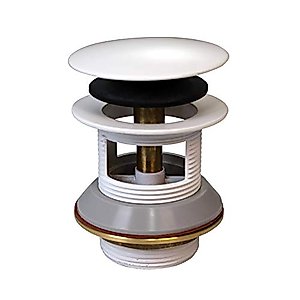 Westbrass D98R-50 Coarse Thread Tip-Toe Drain Plug use for Integrated Overflow Bathtub Trim, 1-Pack, Powder Coat White