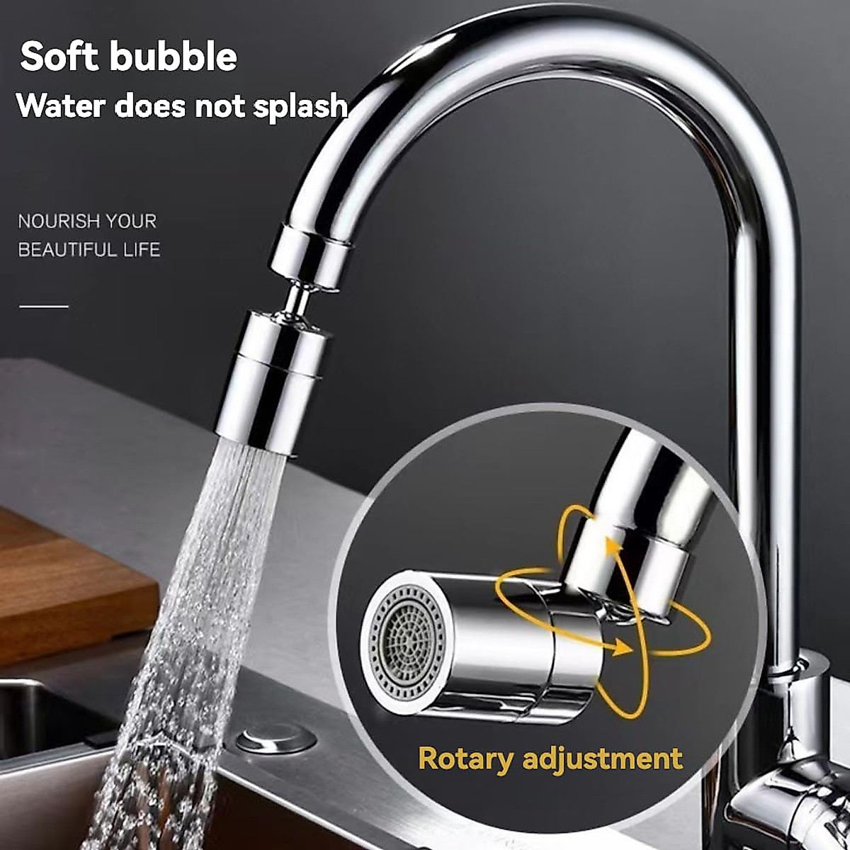 Faucet Aerator, Swivel Faucet Aerator,360°Twist Kitchen Sink Aerator, Sink Sprayer Attachment, Faucet Replacement Part 55/64'' Female Thread, Chrome