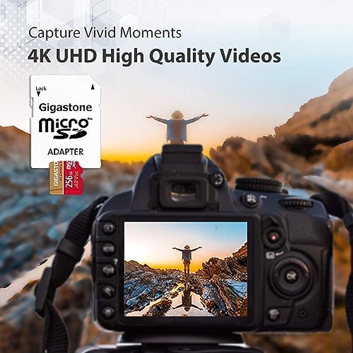 [5-Yrs Free Data Recovery] Gigastone 256GB Micro SD Card, 4K Camera Pro MAX, A2 V30 MicroSDXC Memory Card for Smartphone, Gopro, Action Cams, 4K UHD Video, Up to 130/85 MB/s, UHS-I U3 C10 with Adapter