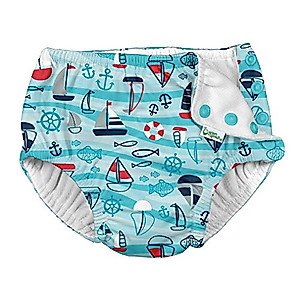 i Play Boys Reusable Absorbent Baby Swim Diapers Aqua Wavy Nautical 24 Months