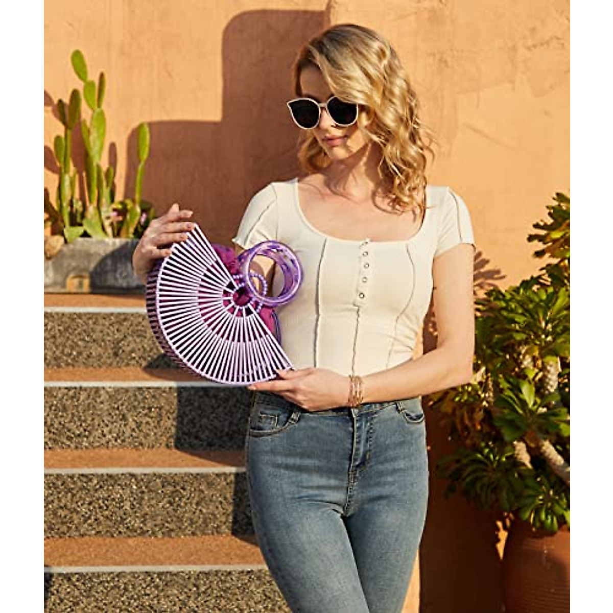 Bamboo Purse for Women Top Handle Bag Tote Bag with Inner Bag Satchel Hobo Bag Purses Gift for Women