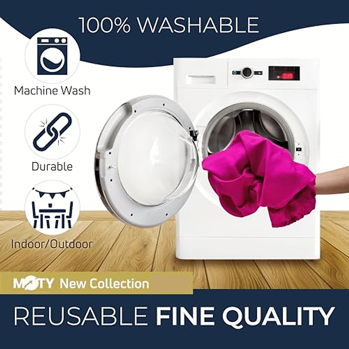 moty Folding Table Cover, Polyester Fitted Waterproof Outdoor Tablecloth Protector with Elastic for Rectangle Picnic Tables Washable for Patio Camping