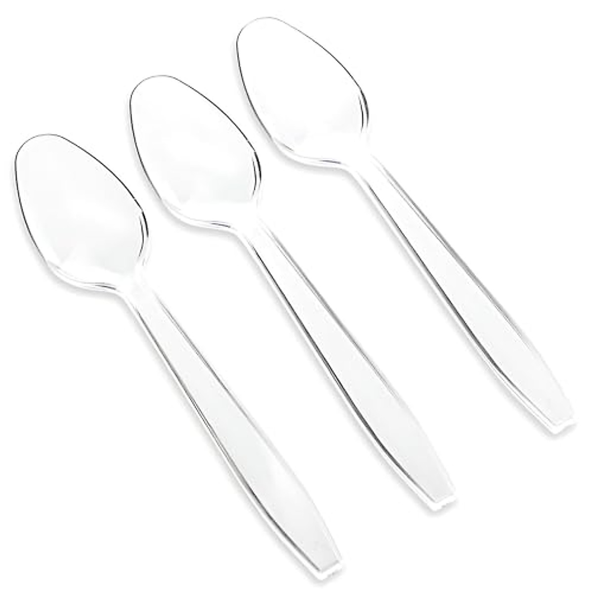 Simcha Collection Inspired Clear Plastic Teaspoons (Pack Of 48) - King Size Deluxe & Stylish Flatware, Perfect For Birthday Parties, Special Events, Catering, Everyday Use, & More