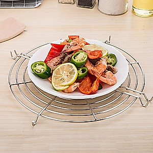 Stainless-Steel Semi-circular Oil Drain Rack,Wok Cooling Rack, Home Baking Cooking Oil Drip Filter For Tempura, Fried Food,Stainless Frying Rack (27.5/33.5cm)(L)