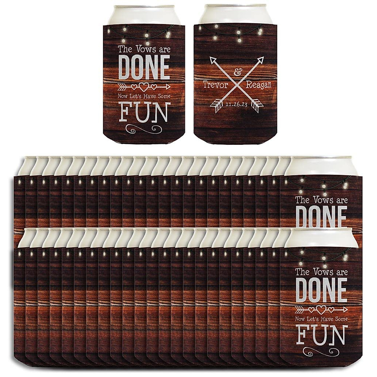 Vows Are Done Have Some Fun Custom Name Wedding Coolie 48-pack Customized Can Drink Coolie