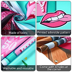 Back to 50's Rock and Roll Party Banner Rocking Party Backdrop 1950s Soda Shop Banner Retro Diner Decoration Background Photography Photo Props for Disco Studio Booth Supplies, 72.8 x 43.3 inch