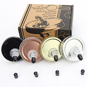 Mason Jar Pour Spouts Lid TinPlate Mason Jar Lid Dispenser Sprouting Lid Free Flow (4 units Metal Multicolor)