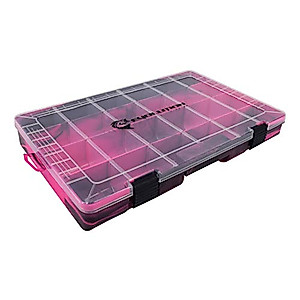 Evolution Outdoor 3700 Drift Series Fishing Tackle Tray – Pink, Colored Tackle Box Organizer with Removable Compartments, Clear Lid, 2 Latch Closure, Utility Box Storage