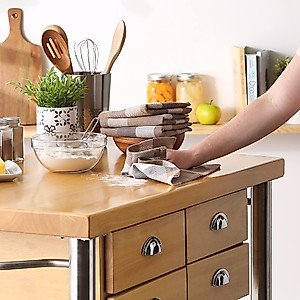 DII Tri-Color Check Collection Kitchen, Scrubber Dishcloth, Stone, 6 Piece