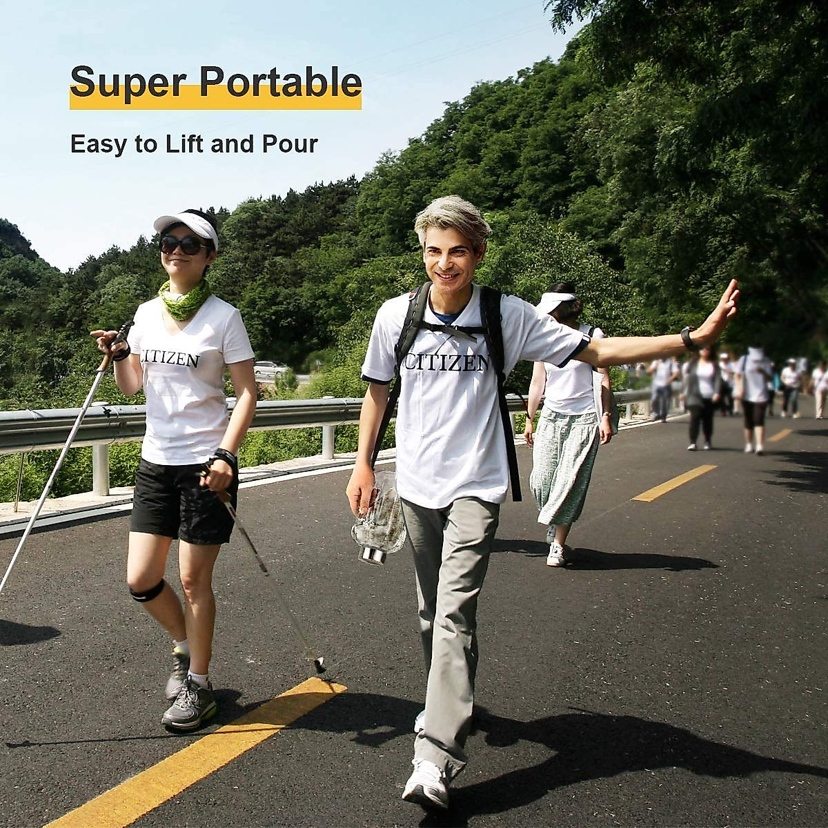 VENNERLI Half Gallon Water Bottle with Handle BPA Free Sports Water Bottles 74oz Large Plastic Water Jug 2.2L Motivational for Outdoor Hiking Camping Running (Clear)