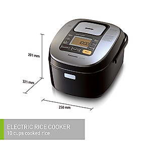 Panasonic 5 Cup (Uncooked) Japanese Rice Cooker with Induction Heating System and Pre-Programmed Cooking Options for Brown Rice, White Rice, and Porridge or Soup - 1.0 Liter - SR-HZ106 (Black)
