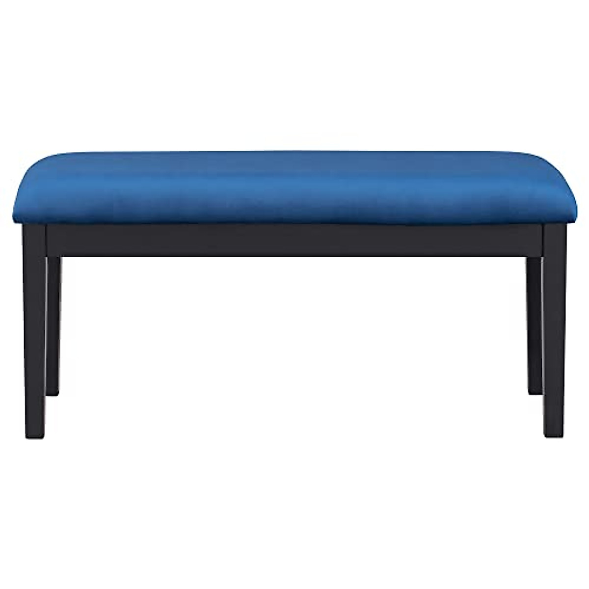 Goozio 6-Piece Dining Table Set with Marble Veneer Tabletop, 4 Flannelette Upholstered Chairs and 1 Bench for Kitchen, White+Blue, OneSize