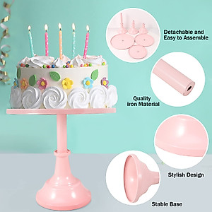 4 Pcs Pink Cake Stand Set Round Metal Cake Stands Metal Cupcake Holder Pink Dessert Table Display Set for Wedding Birthday Party Baby Shower Anniversaries Supplies