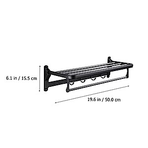Angoily Foldable Towel Rack Corner Wall Shelves Pan Hanger Stainless Steel Shelves Black Coat Hangers Toilet Storage Rod Bathroom Wall Bracket Wall-Mounted Rack Bath Towel Holder Porch