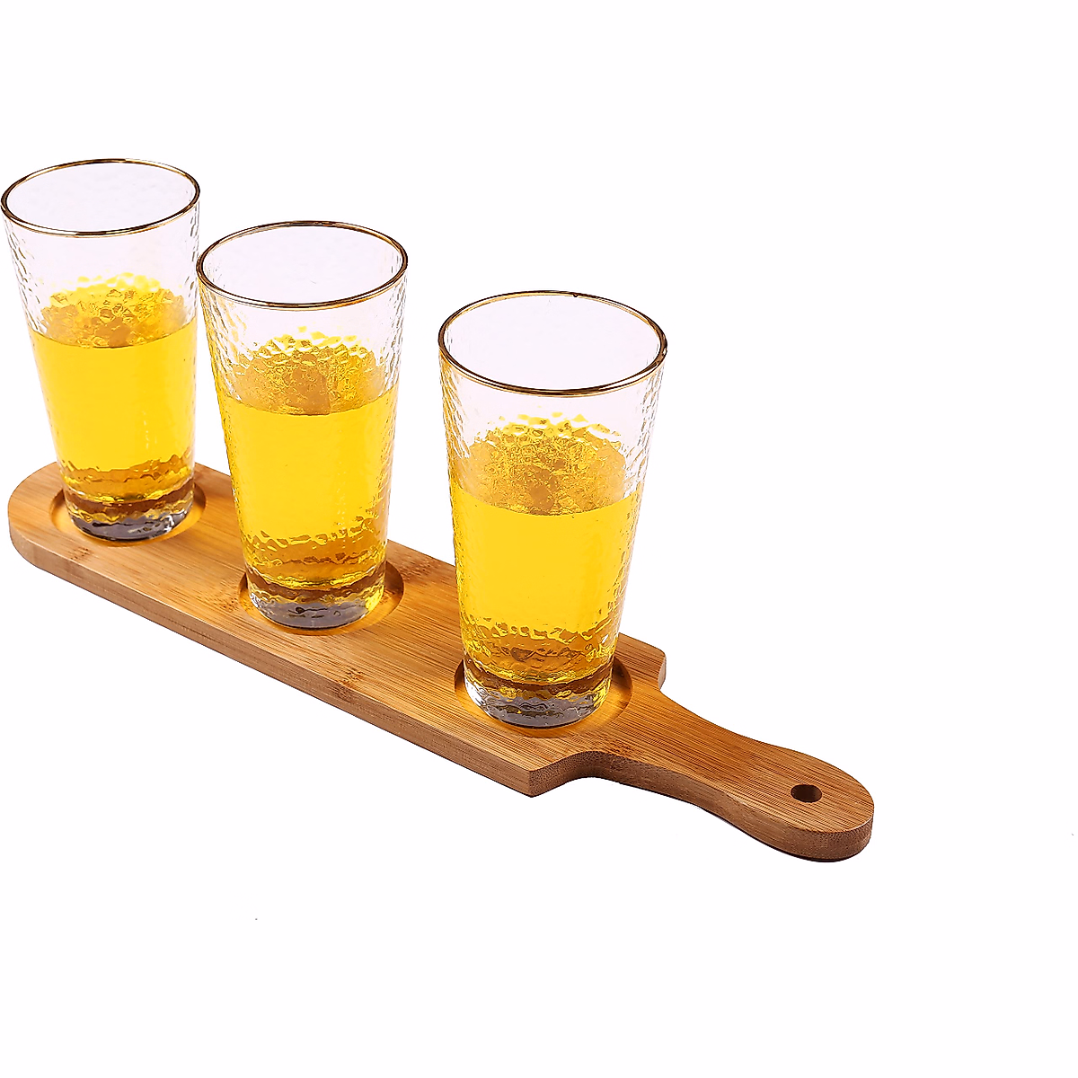 HinLot 2.7 inches Dia Base Beer Tasting Flight Set Wine Glasses Flight Boards Jars Serving Paddles (Round, 1) 3.5Wx15.5L