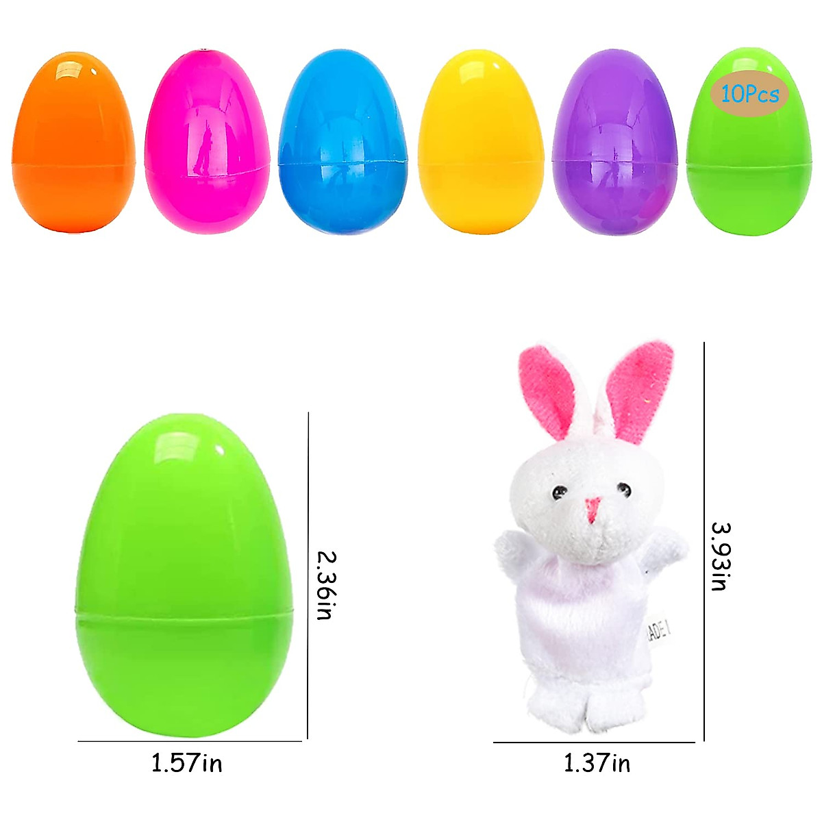 Easter Eggs Basket Stuffers 2.76'' Finger Puppet for Theme Party Favor, Egg Hunt Filler, Goodie Bag Fillers, Classroom Prize Supplies 10 Pack