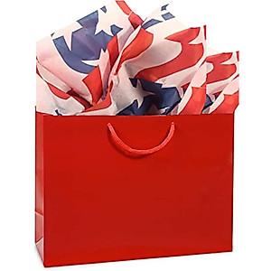 Rustic Pearl Collection Printed Tissue Paper for Gift Wrapping with Red, White & Blue Patriotic Flag Design, Decorative Tissue Paper - 24 Large Sheets, 20x30