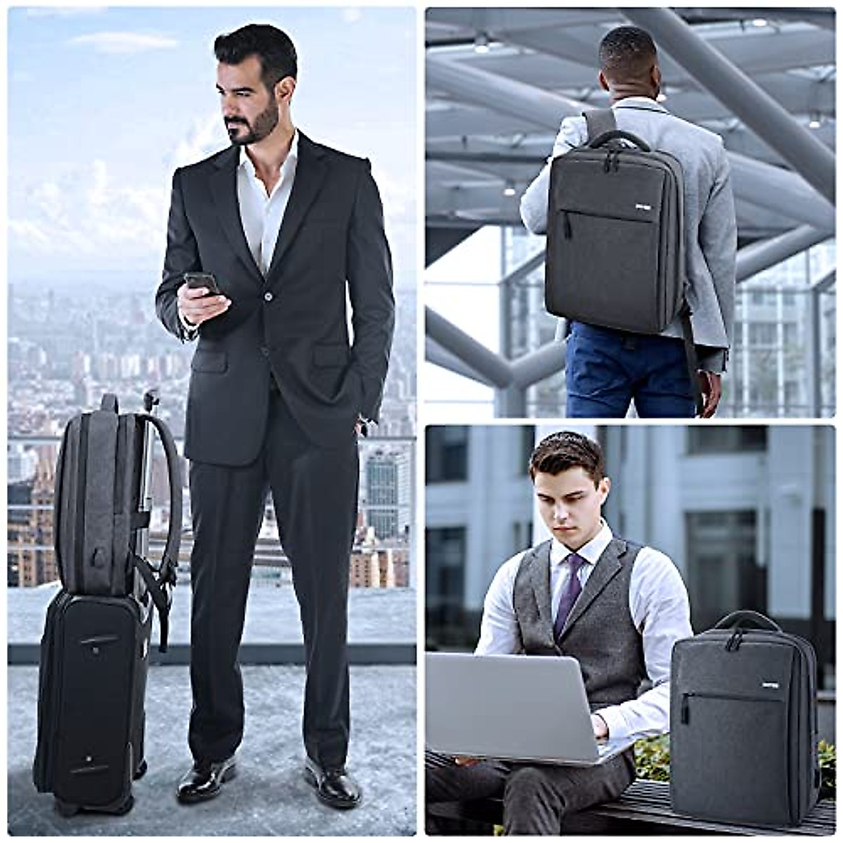 HOMIEE Laptop Backpack 15.6 Inch Travel Backpack Large Daypack College School Computer Bag Flight Approved Carry On Backpack Water Resistant Business Backpack for Weekender