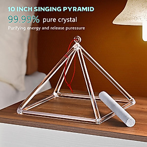 CVNC 12 Inch Quartz Crystal Singing Pyramid Healing Musical Instrument + Carry Case Bag For Sound Healing Meditation