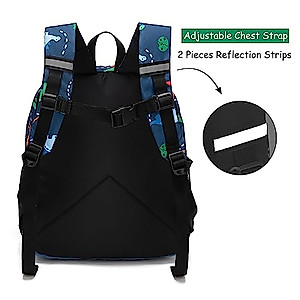 JinBeryl Toddler Backpack Boys, 12 Inch Kids Backpack for Preschool or Kindergarten, Dinosaur Navy Blue