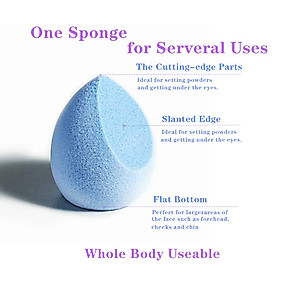 Microfiber Velvet Makeup Sponge, Latex-Free, Dual Layer Technology, Flawless Makeup Blender for Foundations, Powders and Creams, Tear Drop Cosmetic Tool (1PcsBlue)