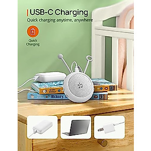 JolyWell White Noise Machine - Portable Sound Machine for Baby & Adult, Baby Sound Machine with Night Light, Powerful Battery, 20 Soothing Sounds, Noise Canceling for Sleeping, Travel & Office, White