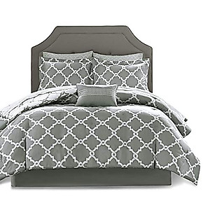 Madison Park Essentials MPE10-086 Merritt Complete Bed and Sheet Set, Queen (90 in x 90 in), Grey