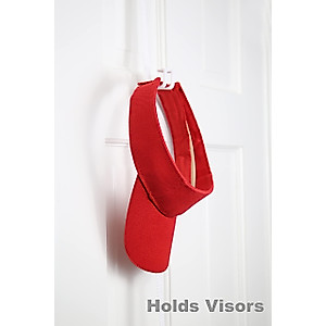 Cap Rack FAV | Hat Racks | Hold up to 40 caps | Over Door Organizer | Baseball Hat Organizer | Over Door Hanger | Fitted & Adjustable Caps & Visors | Door Slam Proof | 2 Straps | 20 Adj. Hooks | White