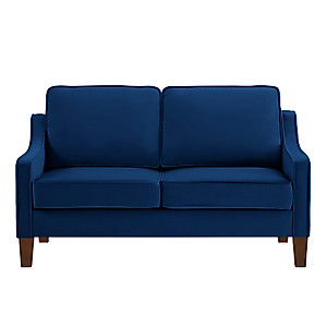 RENDGO Modern 52" Sofa, Comfy Sofa Couch with Extra Deep Seats,Upholstered Velvet 2-seat Sofa with Removable Cushions for Livingrooom Bedroom,Navy