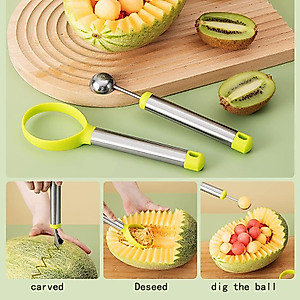 XIANGEN Fruit Carving Knife Set 3-in-1 Set for Home Use Fruit Cutting and Fruit Sacking Supplies Watermelon Digging Ball shaped triangular V-shaped fruit carving knife